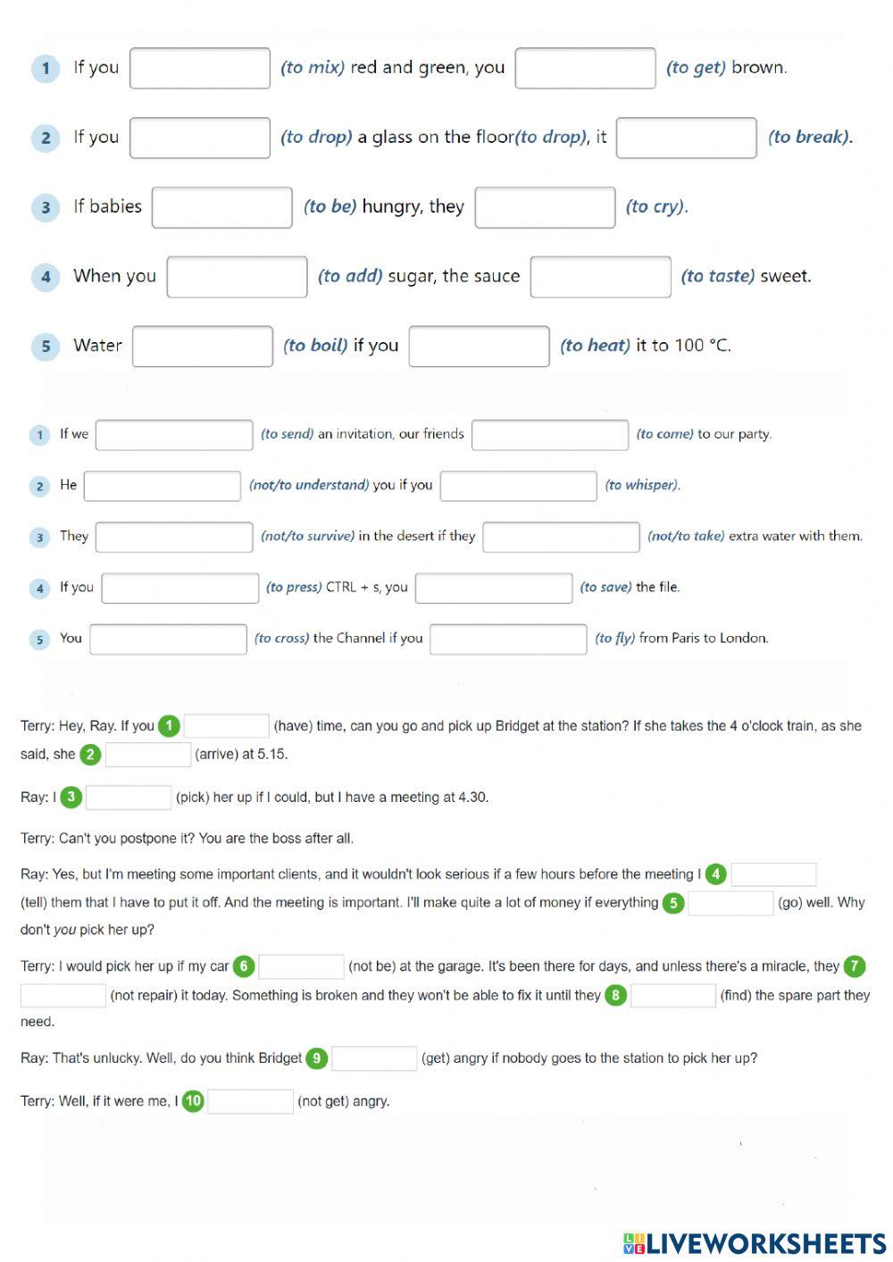Intermediate - Conditionals online exercise for | Live Worksheets