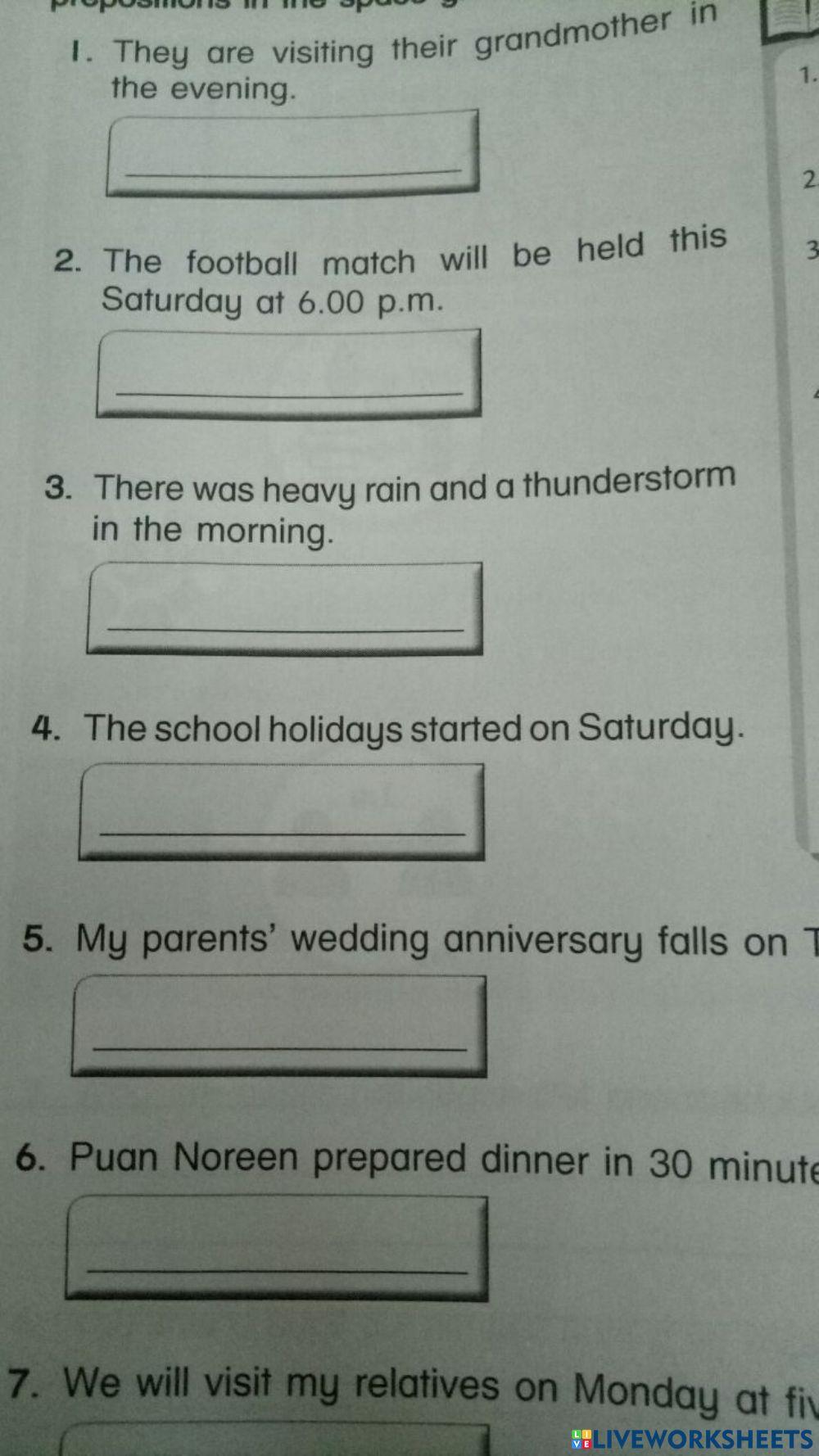 Prepositions online exercise for YEAR 6 | Live Worksheets