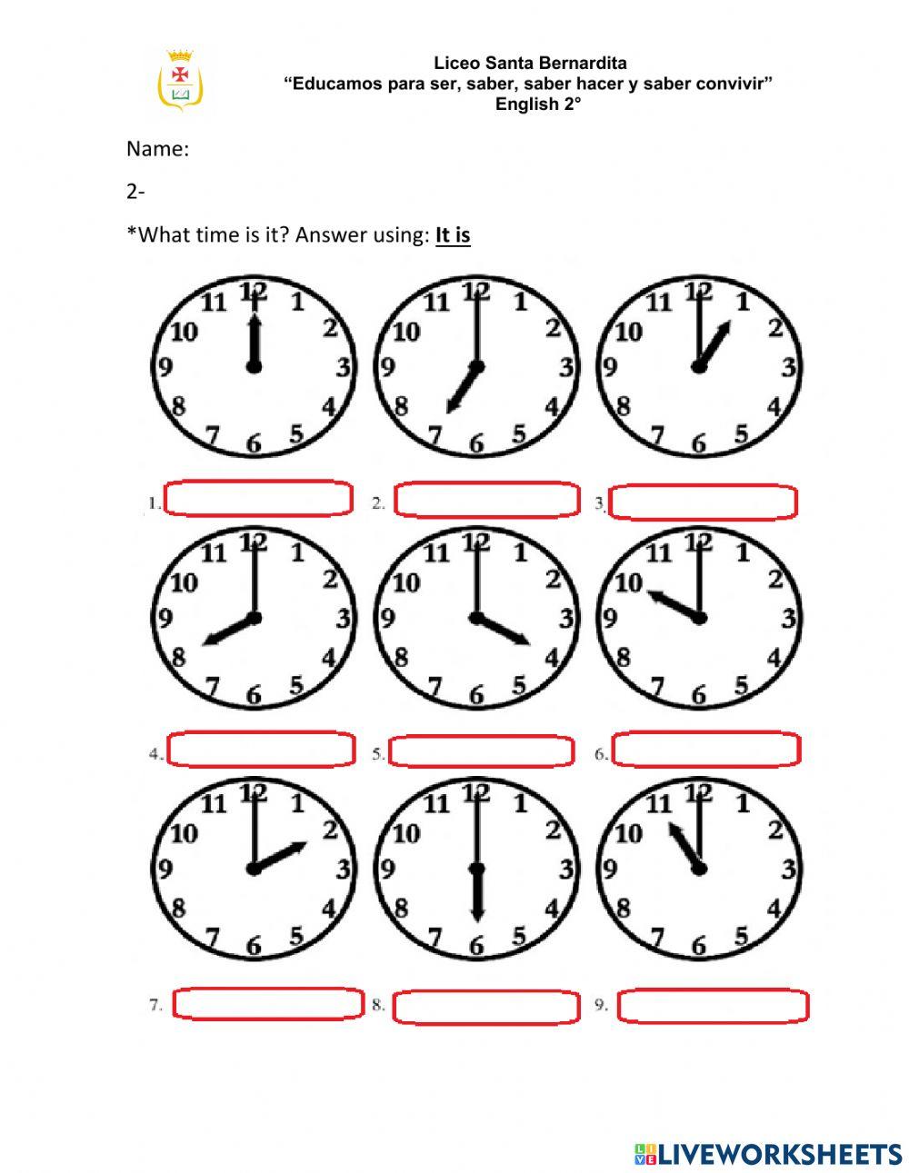 Clock time 2° 1187512 | TeacherMayrach | LiveWorksheets