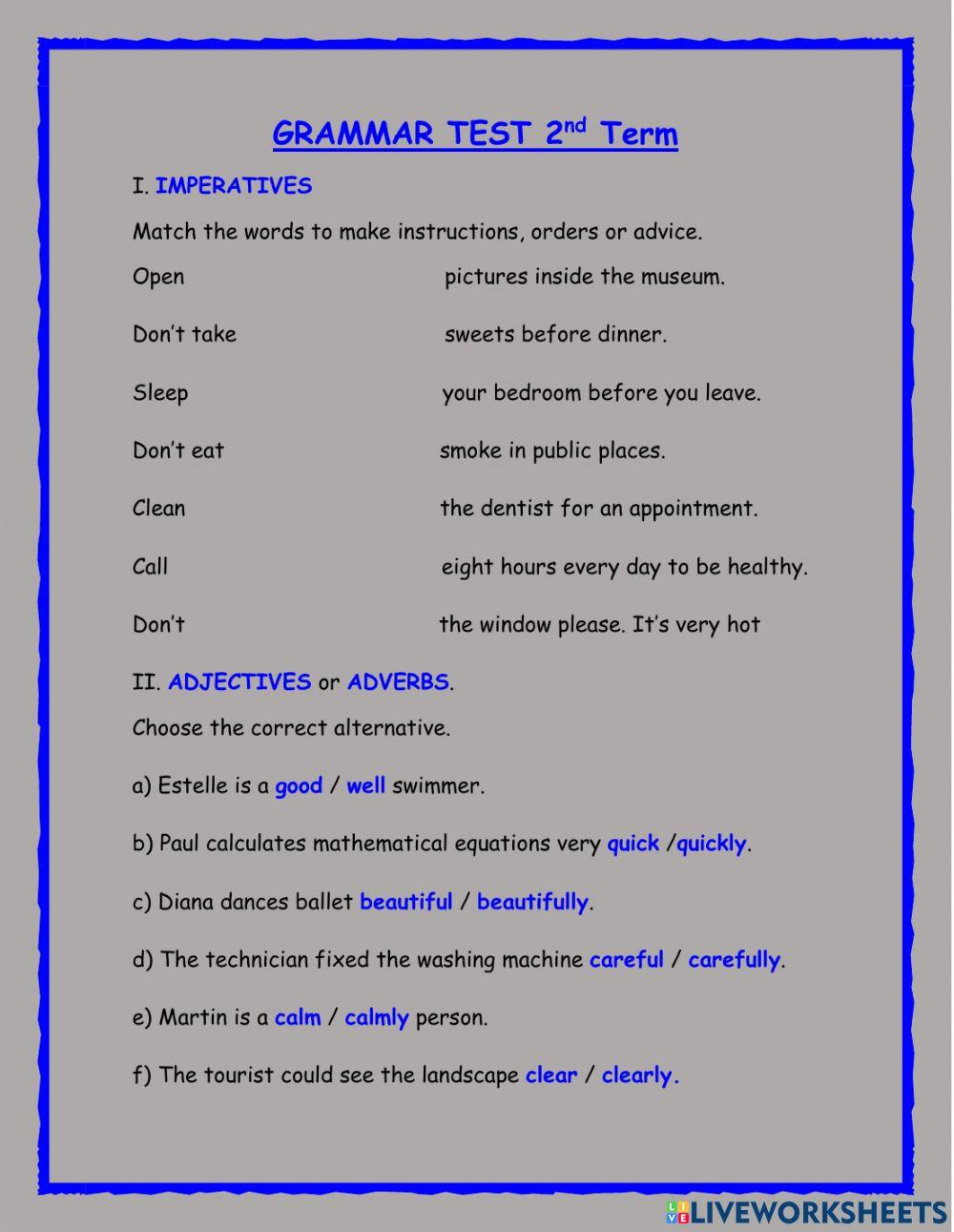 Grammar quiz online practice | Live Worksheets