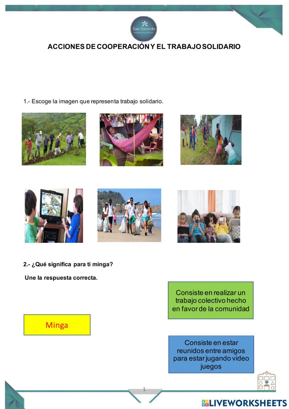 Acciones de cooperación y el trabajo solidario online exercise for ...