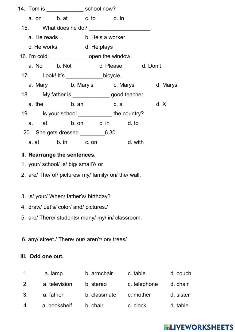 Grade 2-3 worksheet | Live Worksheets
