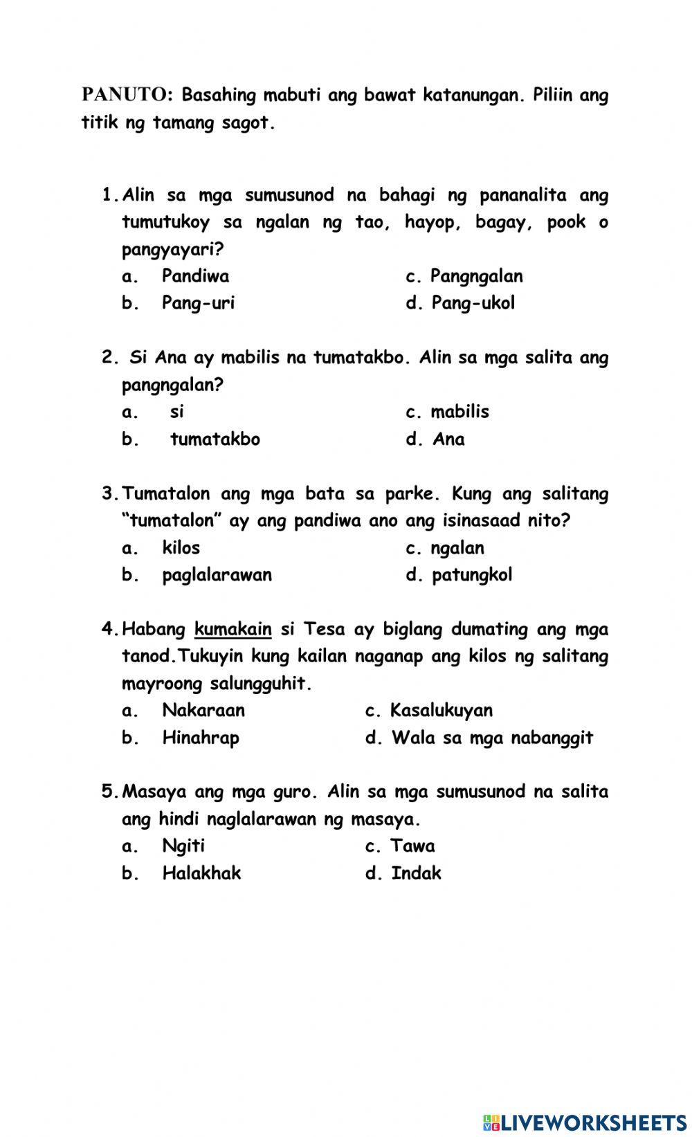 Filipino 1188103 | Timothy oces | Live Worksheets