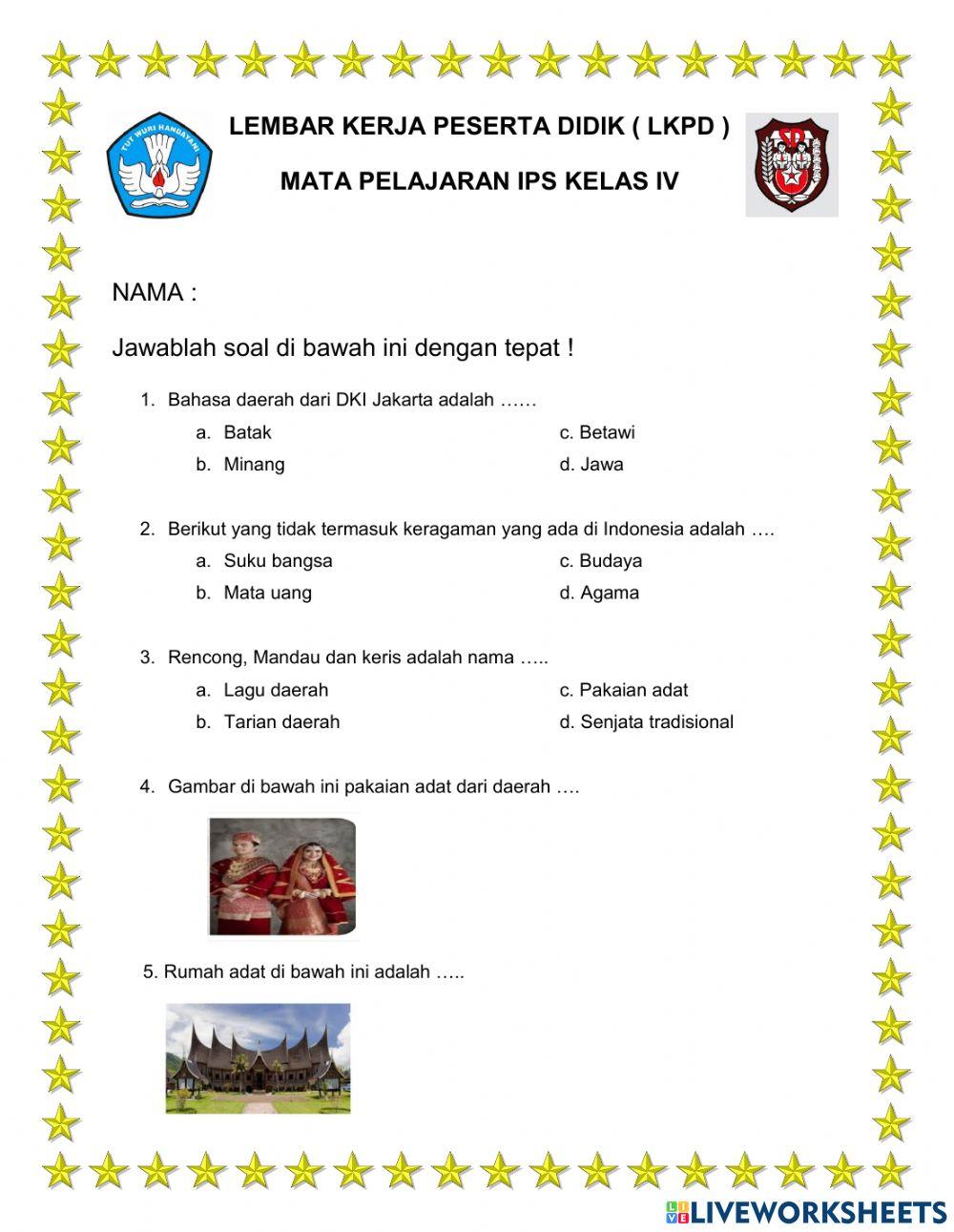 Ips online activity for Kelas IV | Live Worksheets