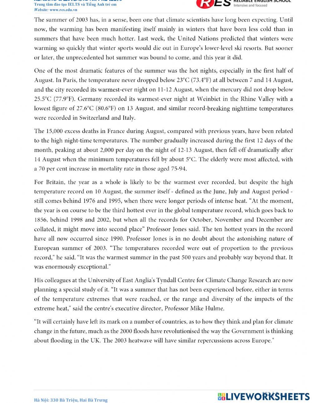 RL For Pre Les 11 Reading (1) interactive worksheet | Live Worksheets