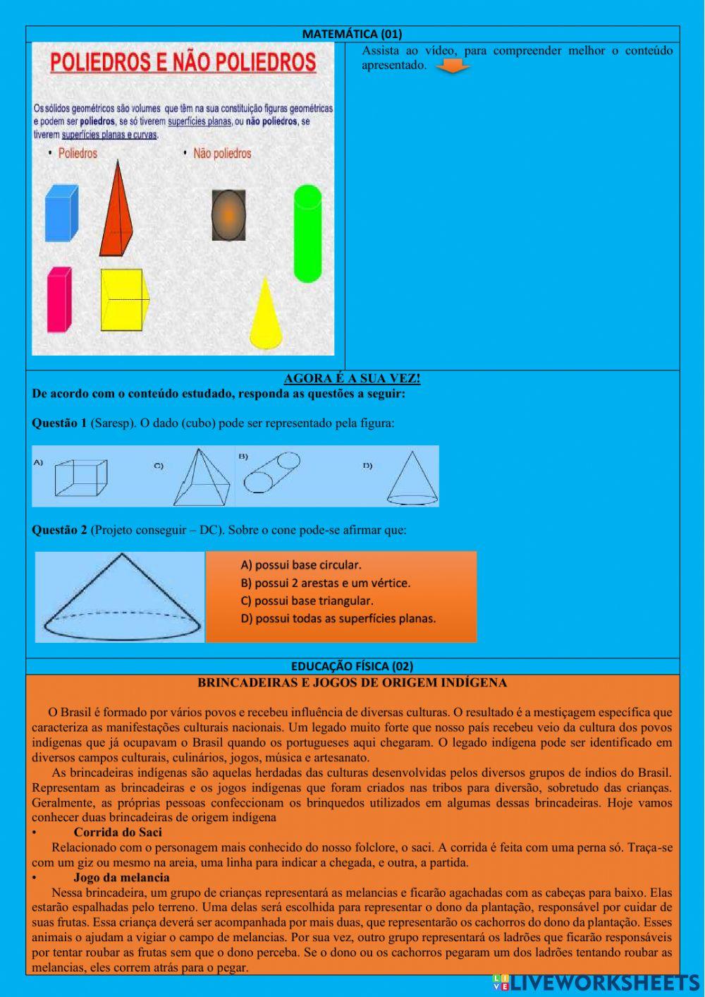 Aula remota - 22 de julho worksheet | Live Worksheets