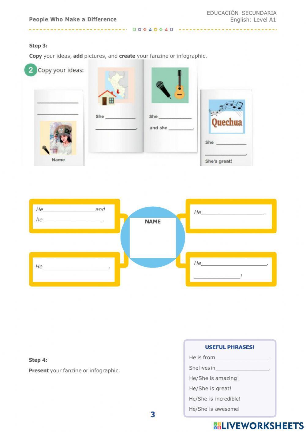 People who make a difference online exercise for 3, 4 | Live Worksheets
