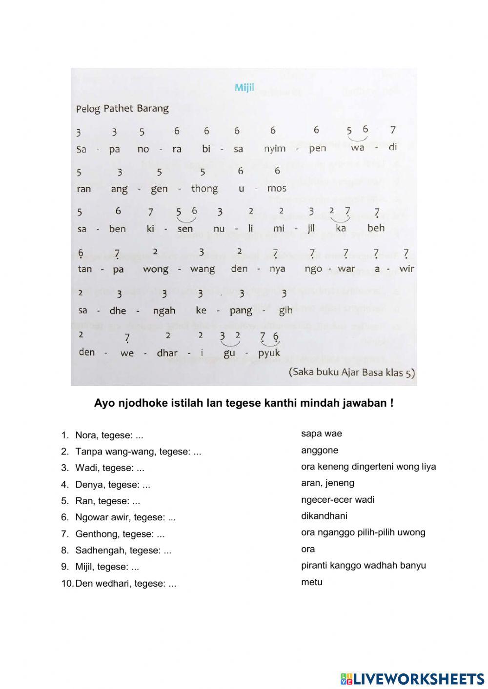 B. Jawa Mijil worksheet | Live Worksheets