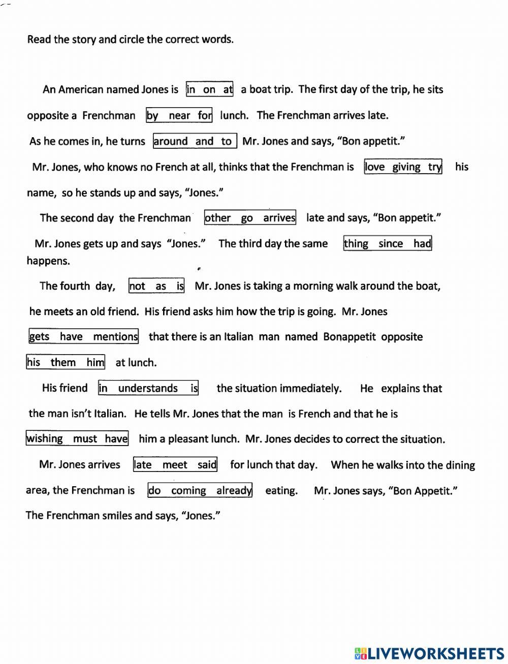 Cloze 2 worksheet | Live Worksheets