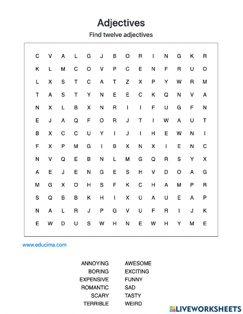 Adjectives online exercise for EIGHTH GRADE | Live Worksheets