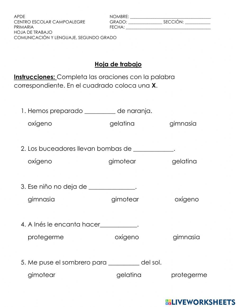 Palabras con ge, gi activity | Live Worksheets