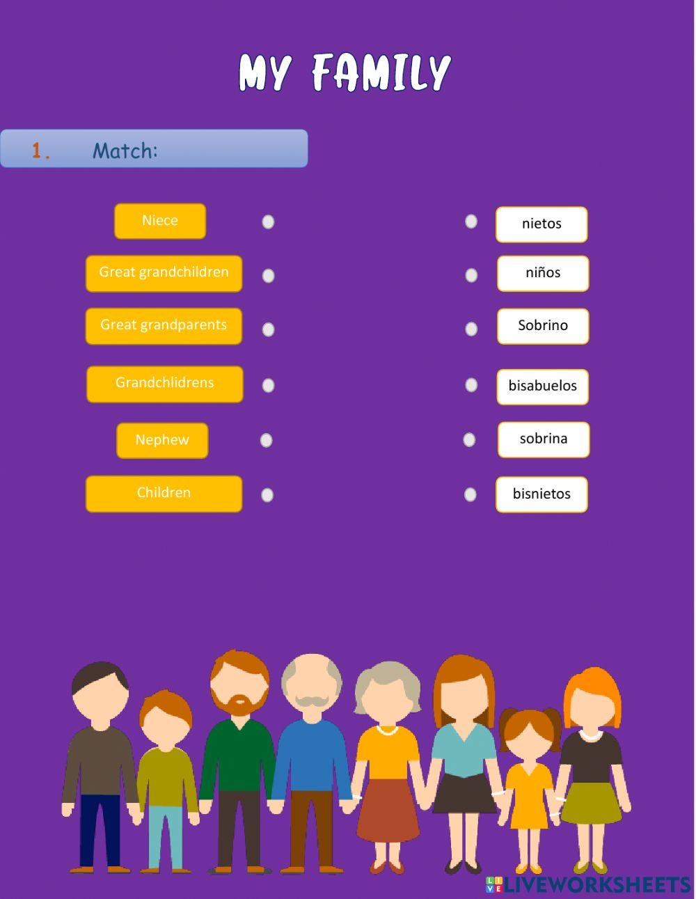 My family online exercise for Grade 2 | Live Worksheets