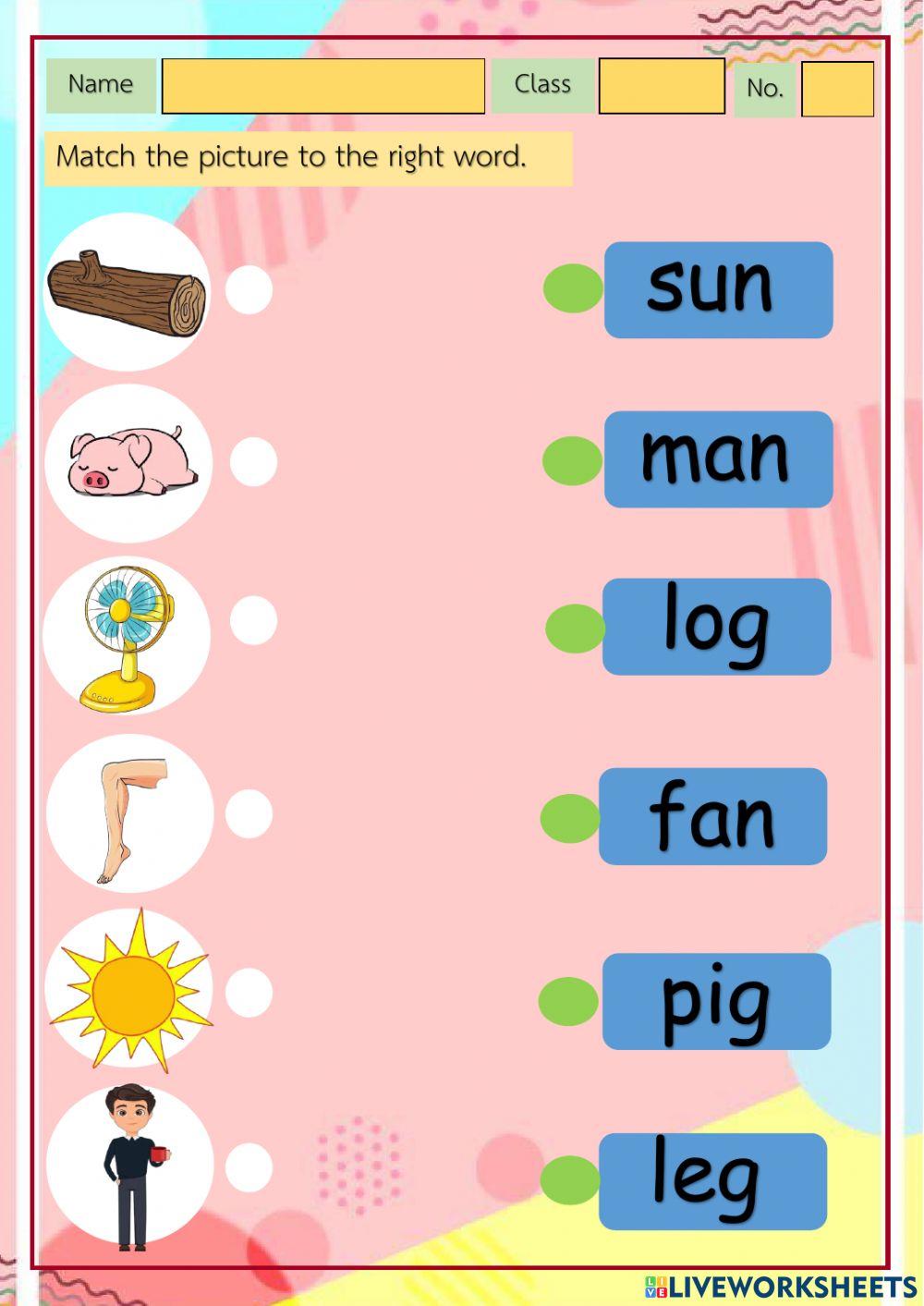 English match picture worksheet | Live Worksheets