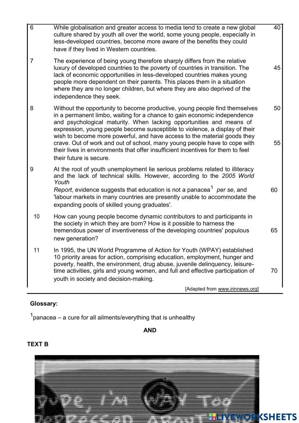 English paper 1 Middle exam 1190799 | Grace Vogt | Live