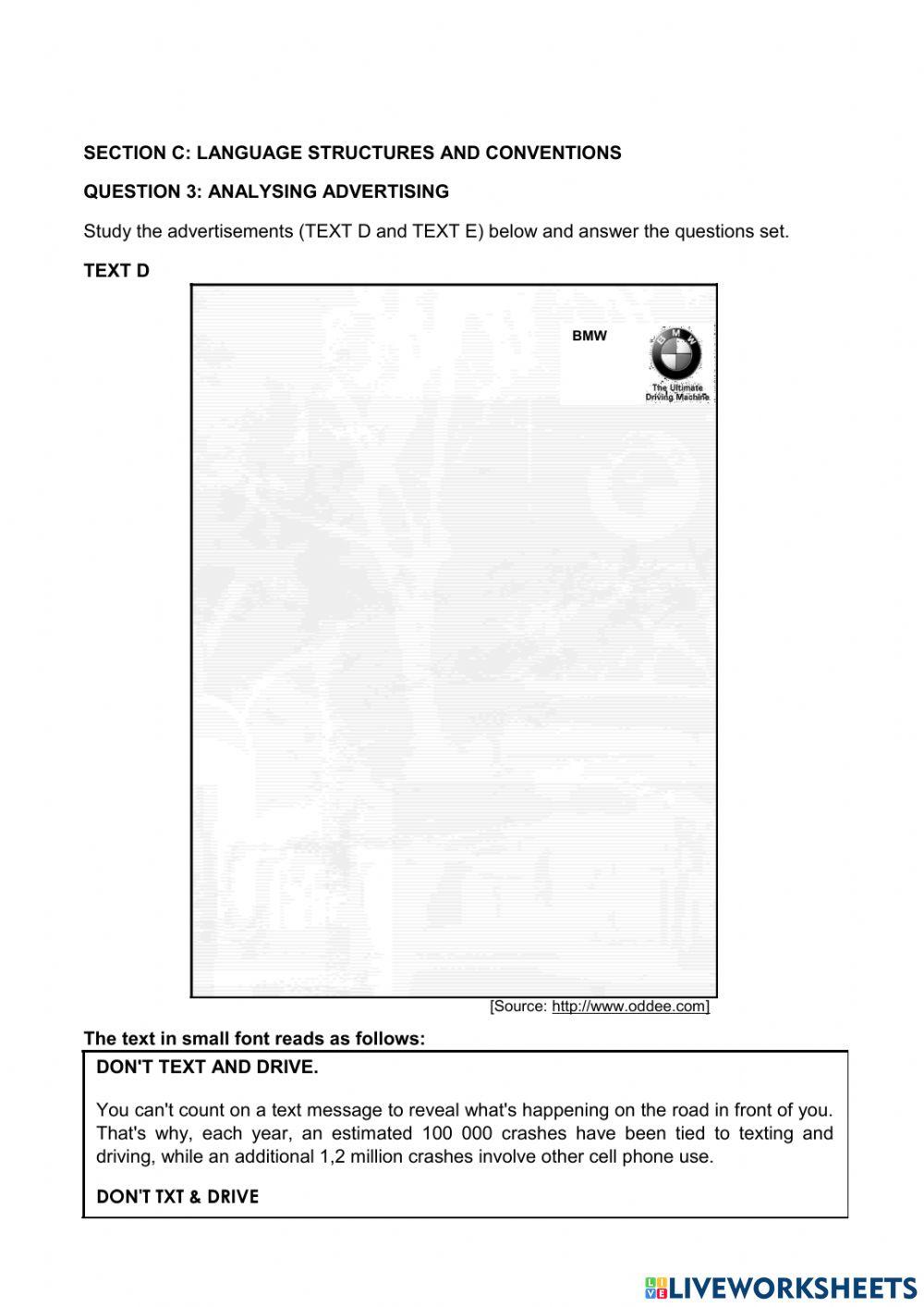 English paper 1 Middle exam 1190799 | Grace Vogt | Live