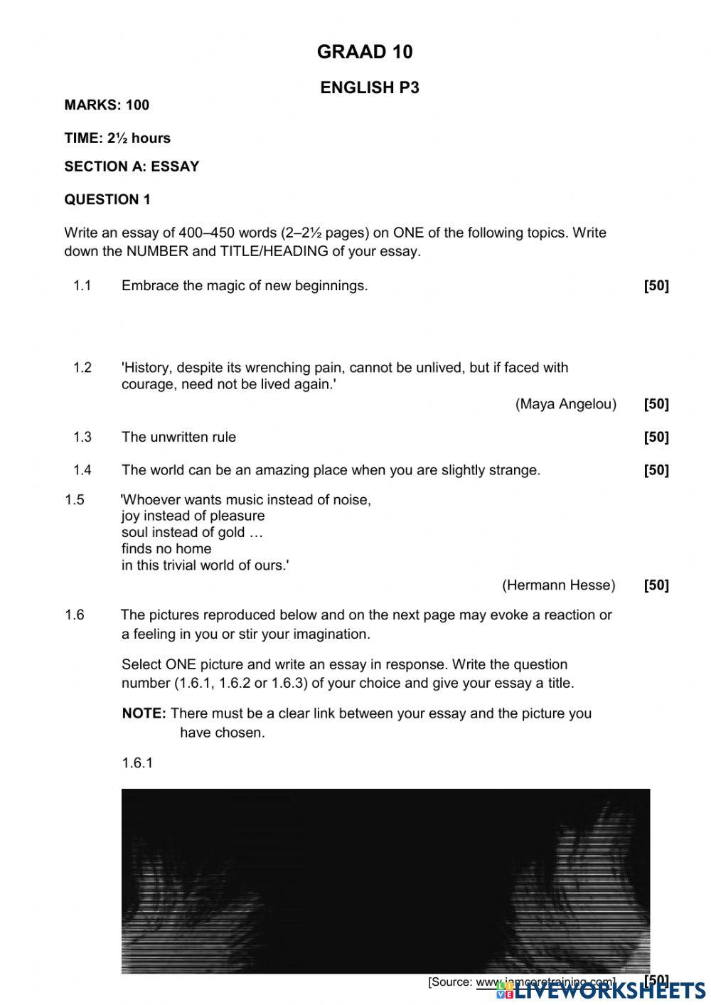 English paper 3 middle exam | Grace Vogt | Live