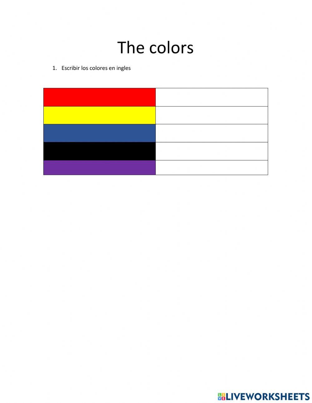 The colors worksheet for 6° | Live Worksheets