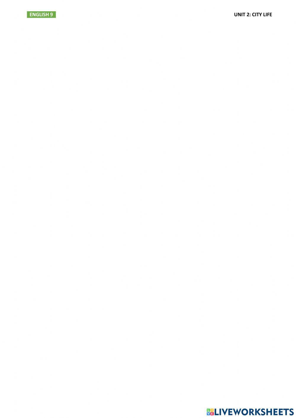 G9 - UNIT 2 VOCAB online exercise for | Live Worksheets