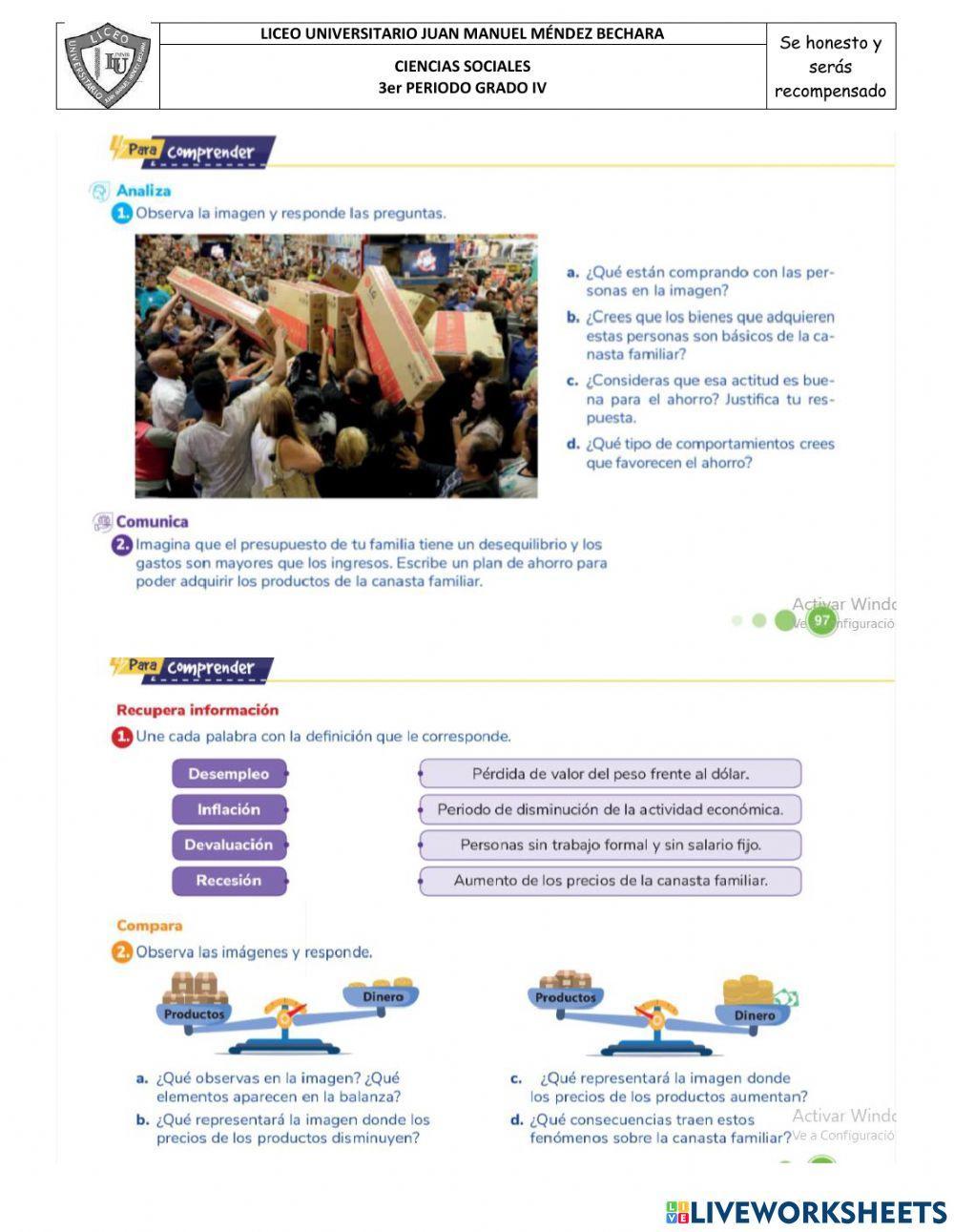 Economía famili… | Free Interactive Worksheets | 1191402