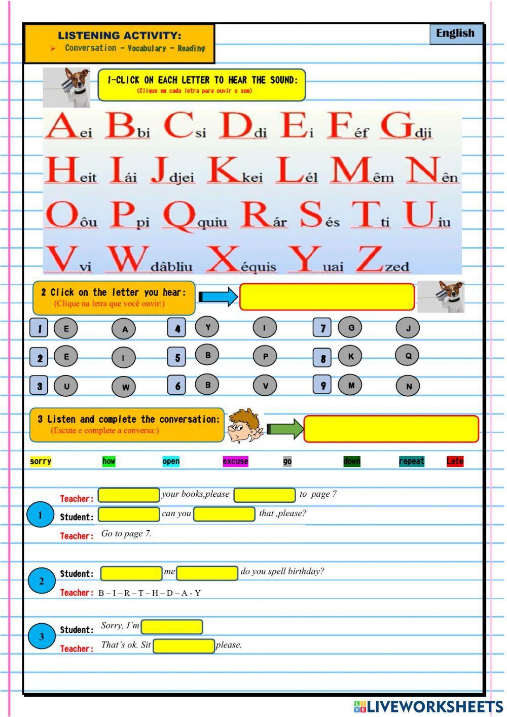 Listening Activity online exercise for basic | Live Worksheets