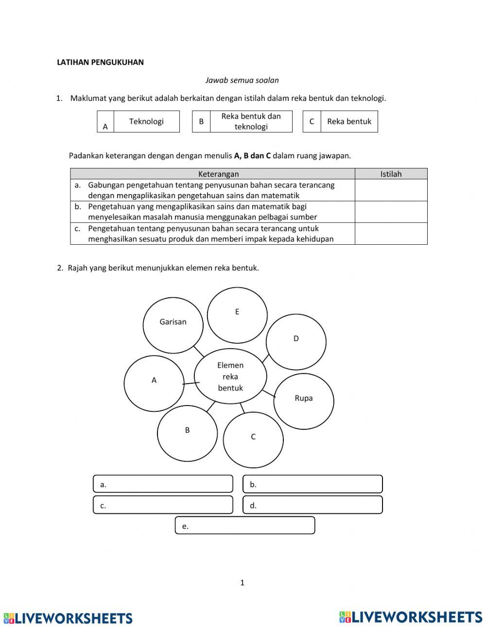 Latihan rbt tg1 worksheet | Live Worksheets