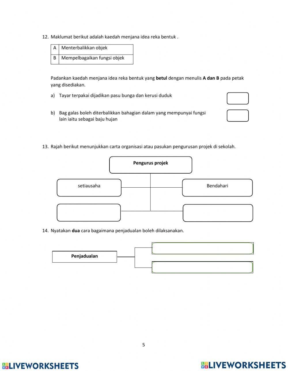 Latihan rbt tg1 worksheet | Live Worksheets