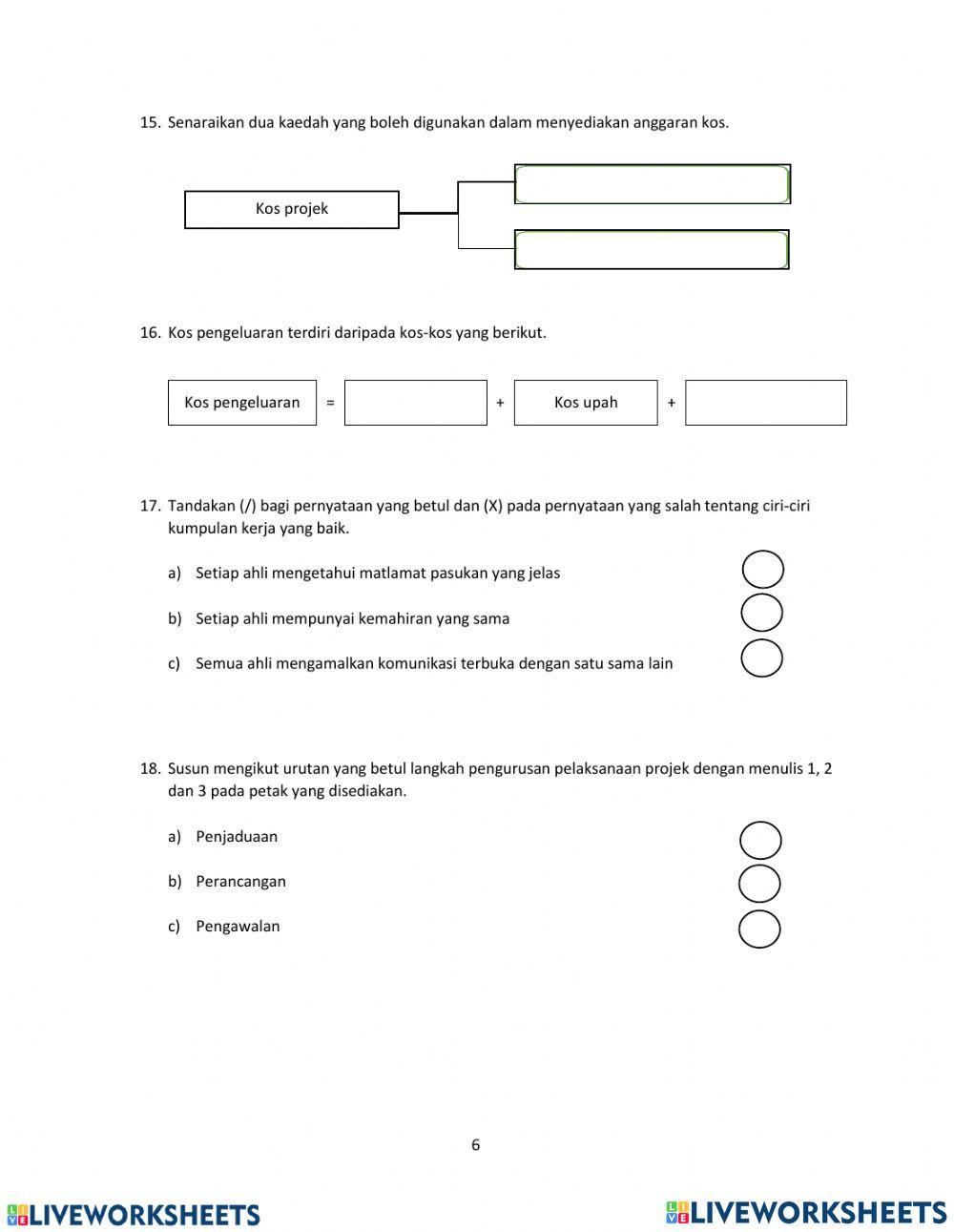 Latihan rbt tg1 worksheet | Live Worksheets