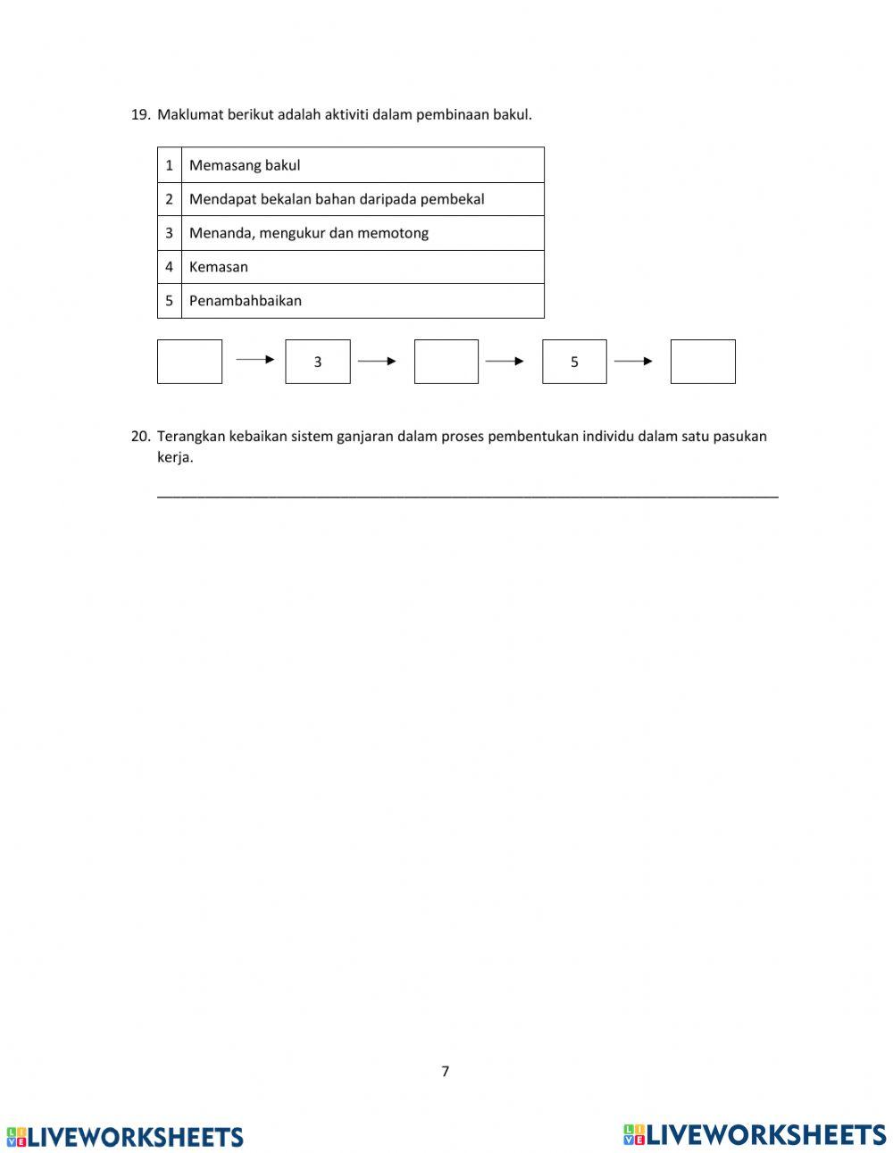 Latihan rbt tg1 worksheet | Live Worksheets