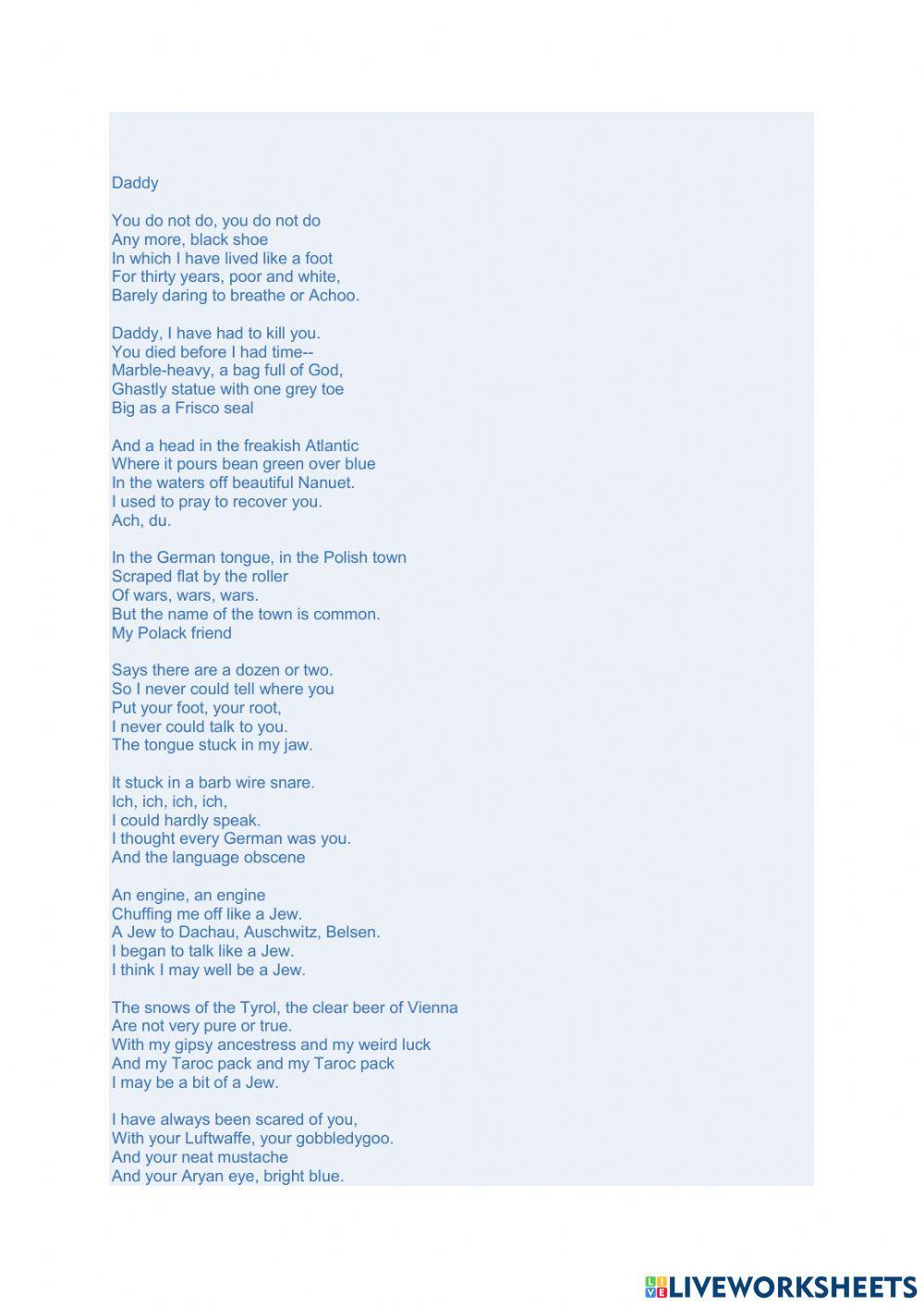 Poetry English worksheet | Live Worksheets