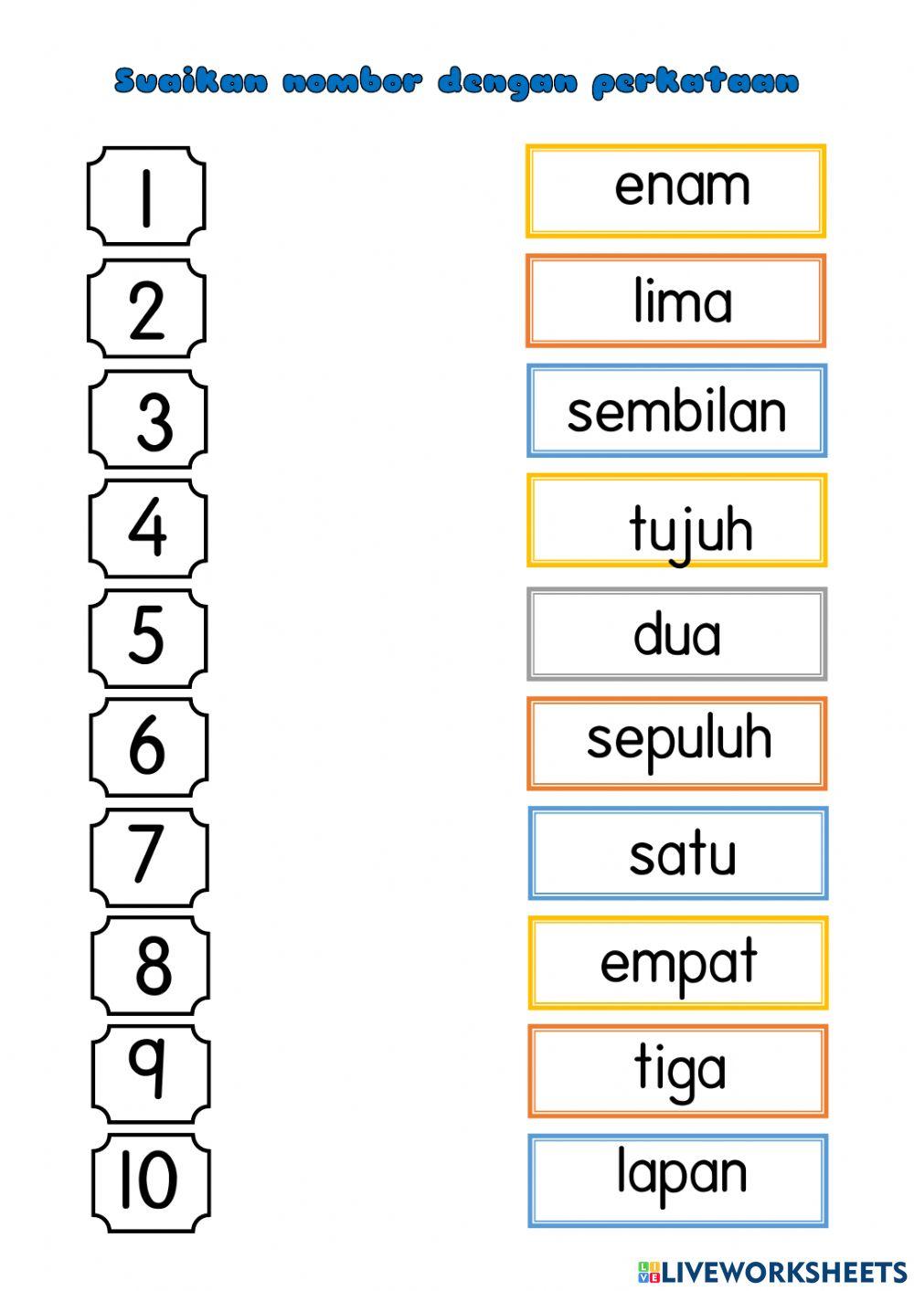 MATEMATIK 6 TAHUN - EJAAN NOMBOR online exercise for | Live Worksheets