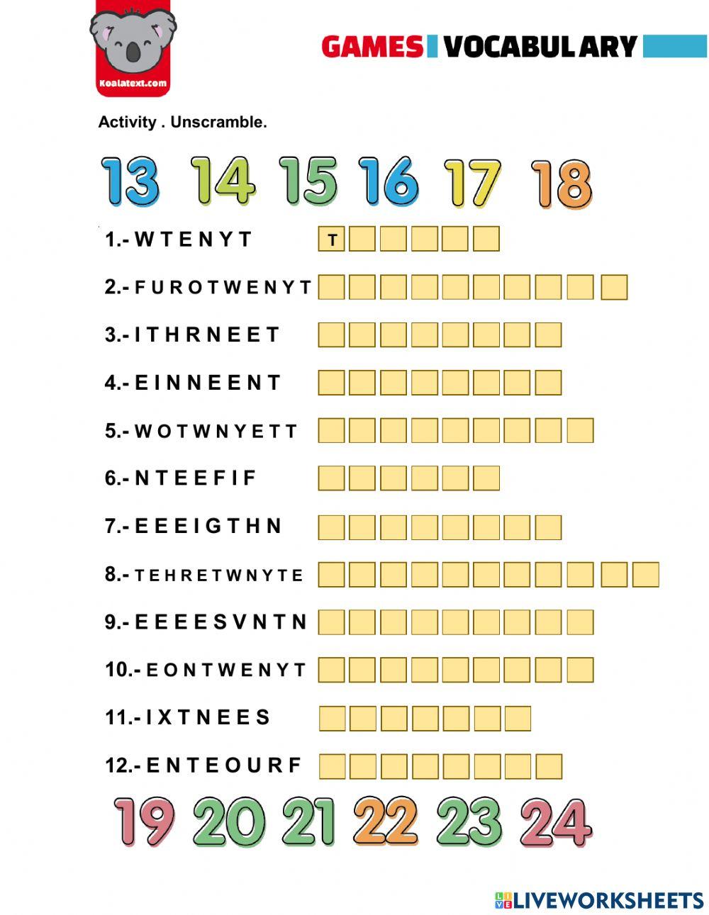 Numbers | Free Interactive Worksheets | 1193110
