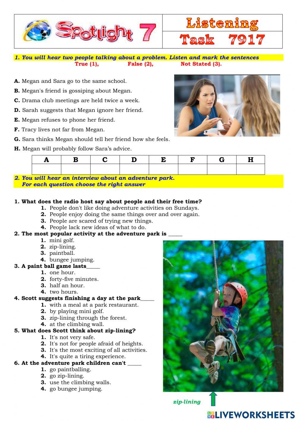 Spotlight 7 Task 7917 worksheet | Live Worksheets