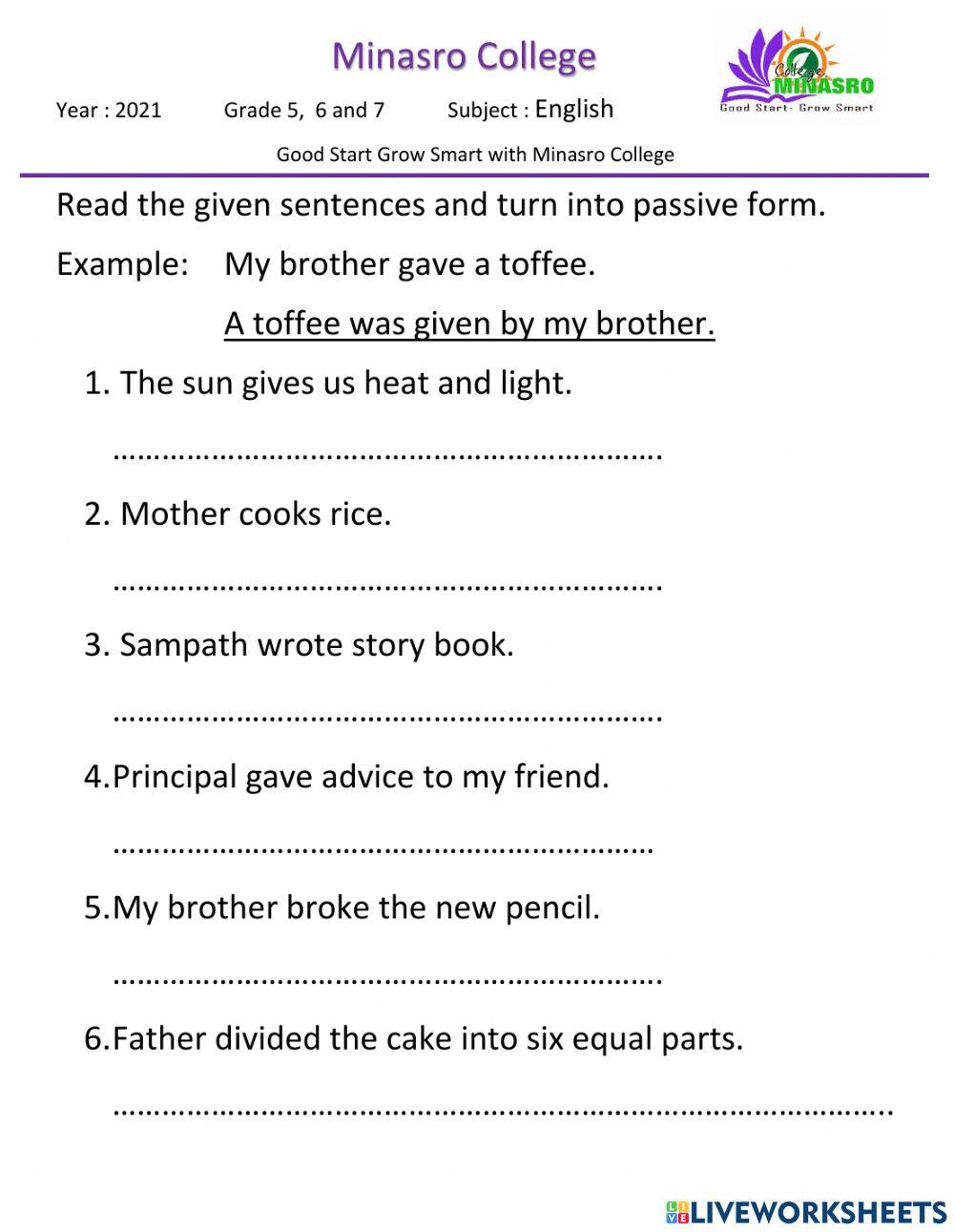 Minasro Grade 5 English worksheet | Live Worksheets