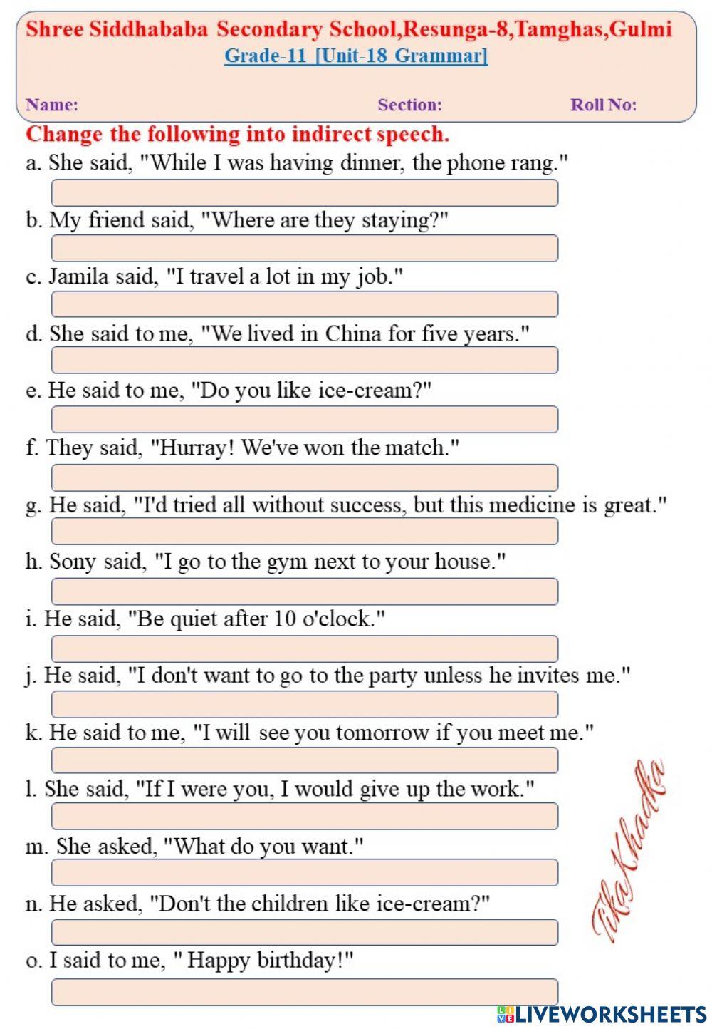 Task Of Direct And Indirect Speech Worksheet Live, 59% OFF Task Of Direct And Indirect Speech Worksheet Live, 59% OFF