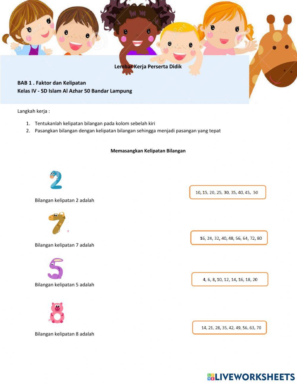 Kelipatan Bilangan online worksheet | Live Worksheets