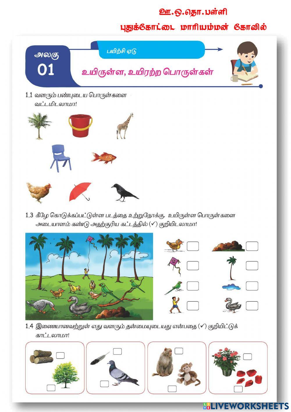 1 std Evs 6668941 | SATHEESH S | Live Worksheets