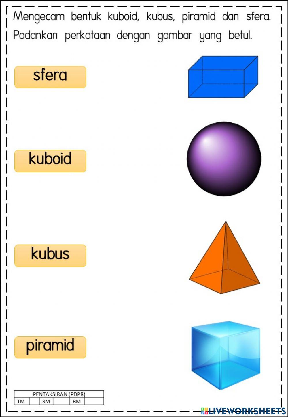 Shape Matematik Awal worksheet | Live Worksheets