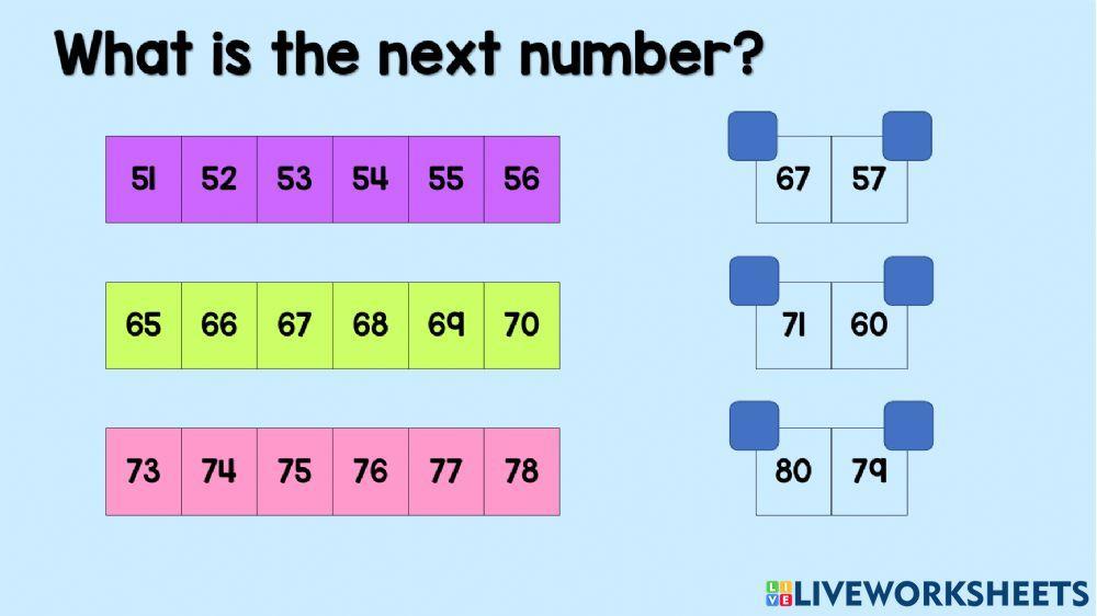 Counting 51 to … | Free Interactive Worksheets | 1194795