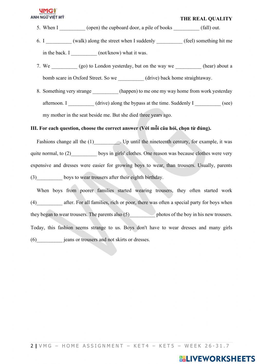 Ket 4-5 w26-31 worksheet | Live Worksheets