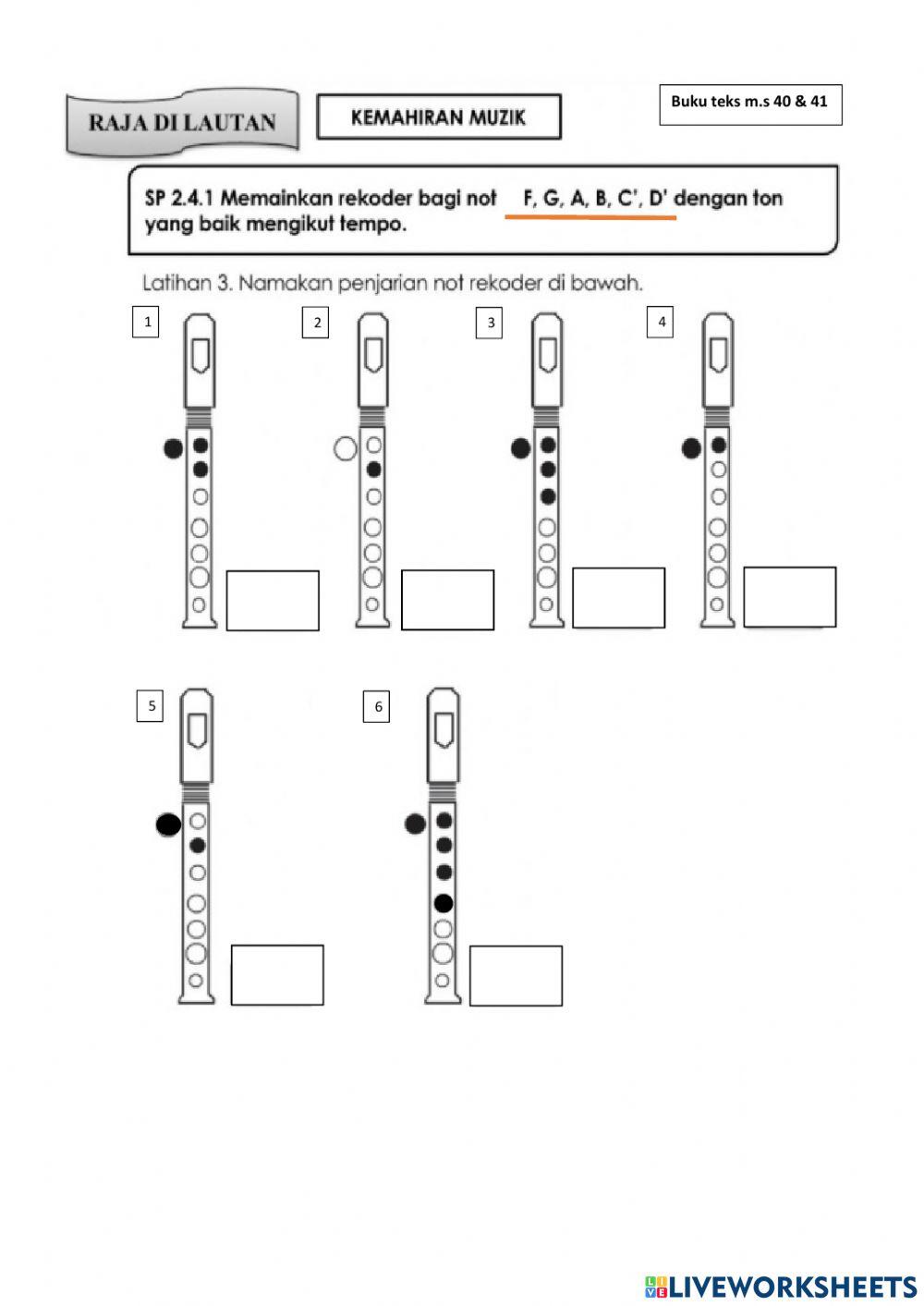 Rekoder tahun 5 | Free Interactive Worksheets | 1196152