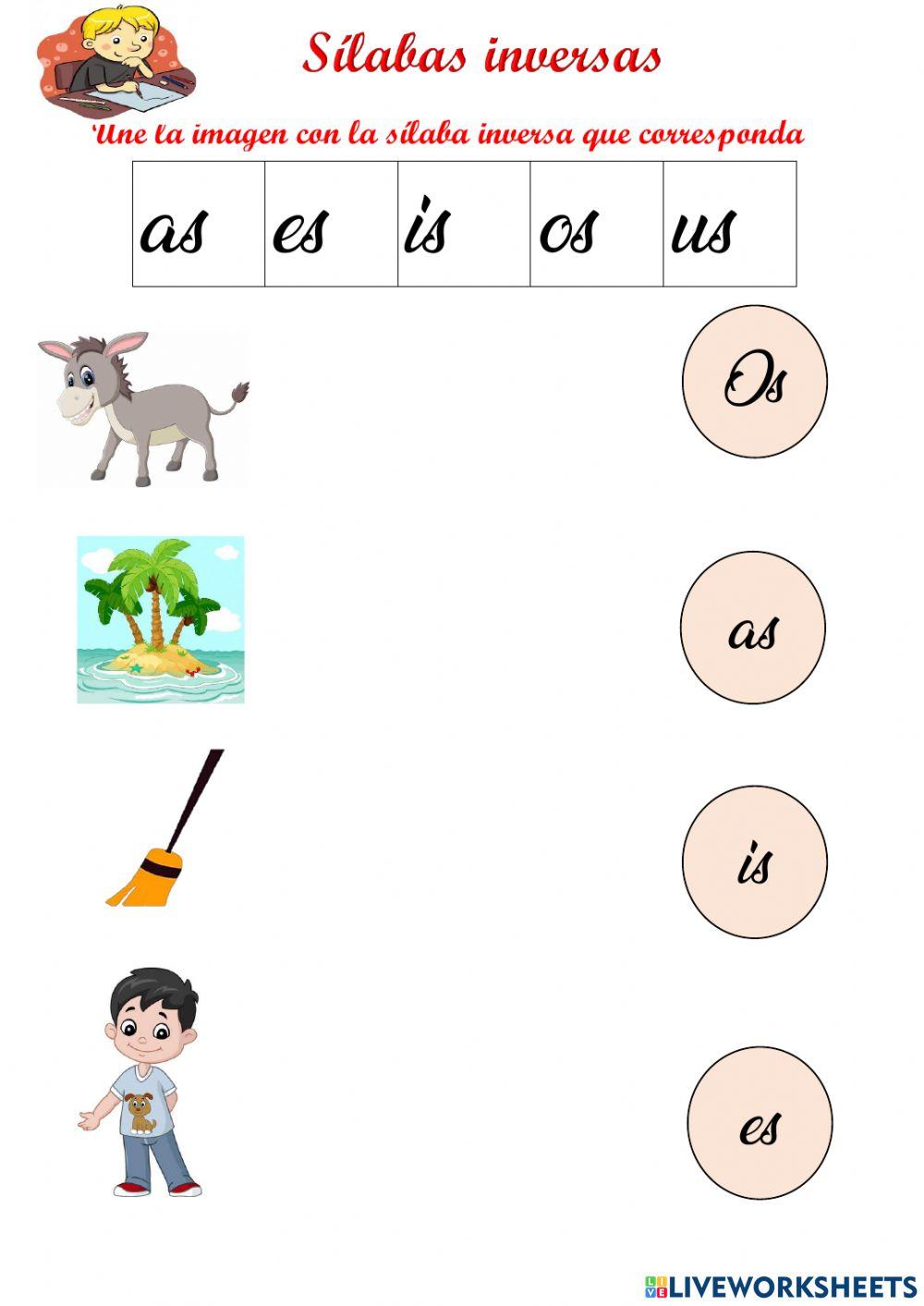 Pdf online worksheet: Sílabas inversas | Live Worksheets Pdf online worksheet: Sílabas inversas | Live Worksheets
