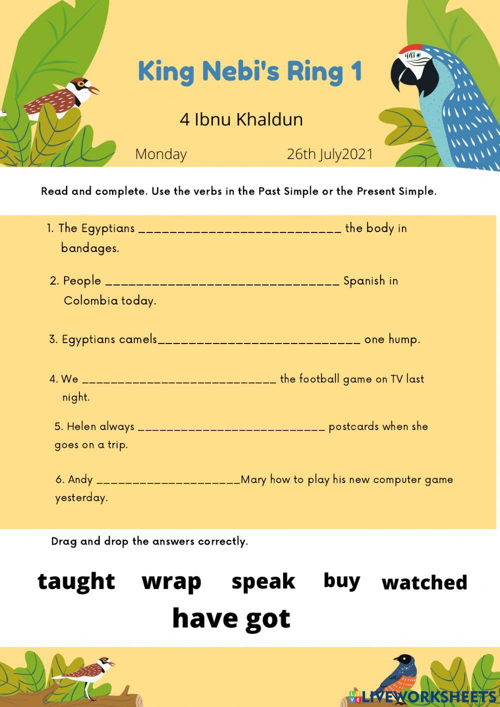 King nebi's ring 1 worksheet | Live Worksheets