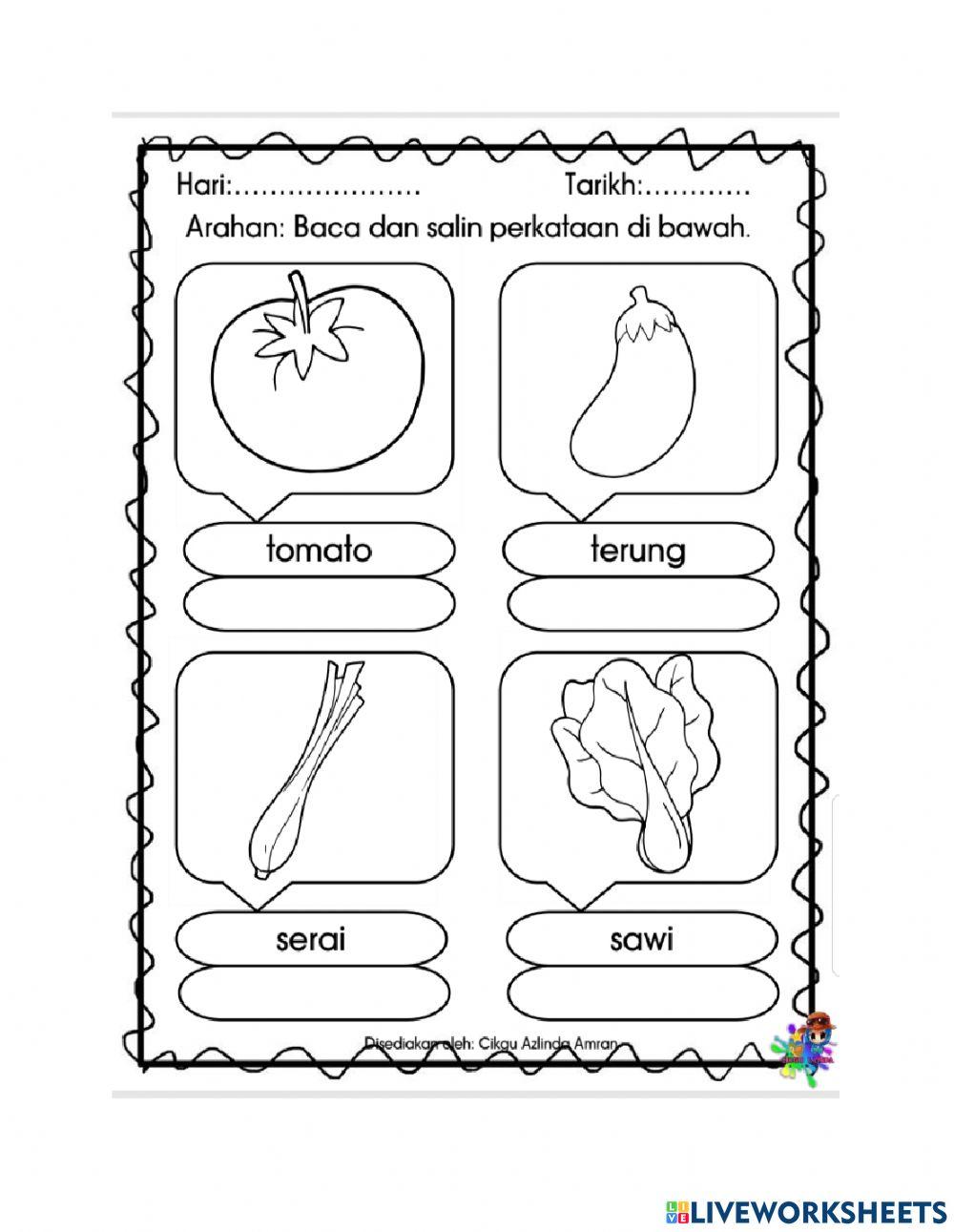Tema:sayur-sayuran 1197108 | inasaid | Live Worksheets