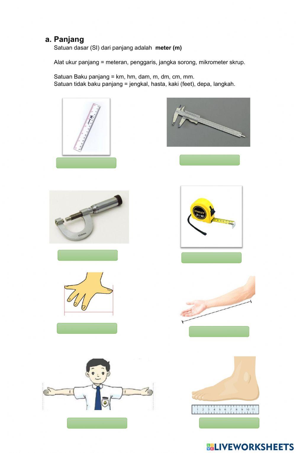 LKPD Besaran Satuan Pengukuran 1 worksheet | Live Worksheets