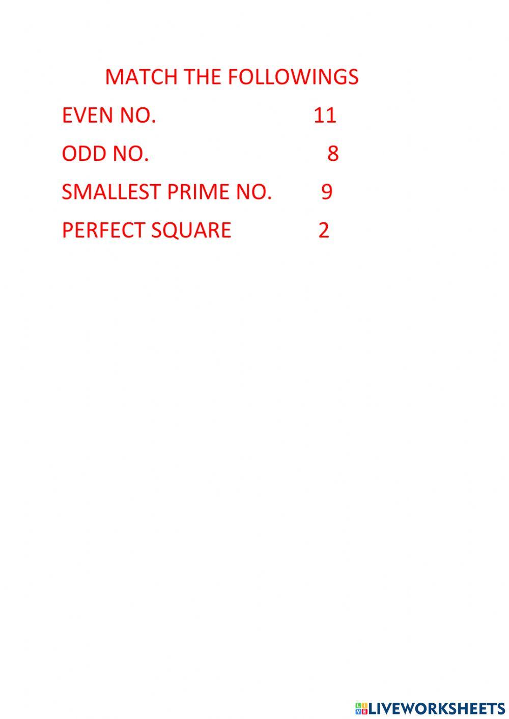 Match the followings activity | Live Worksheets