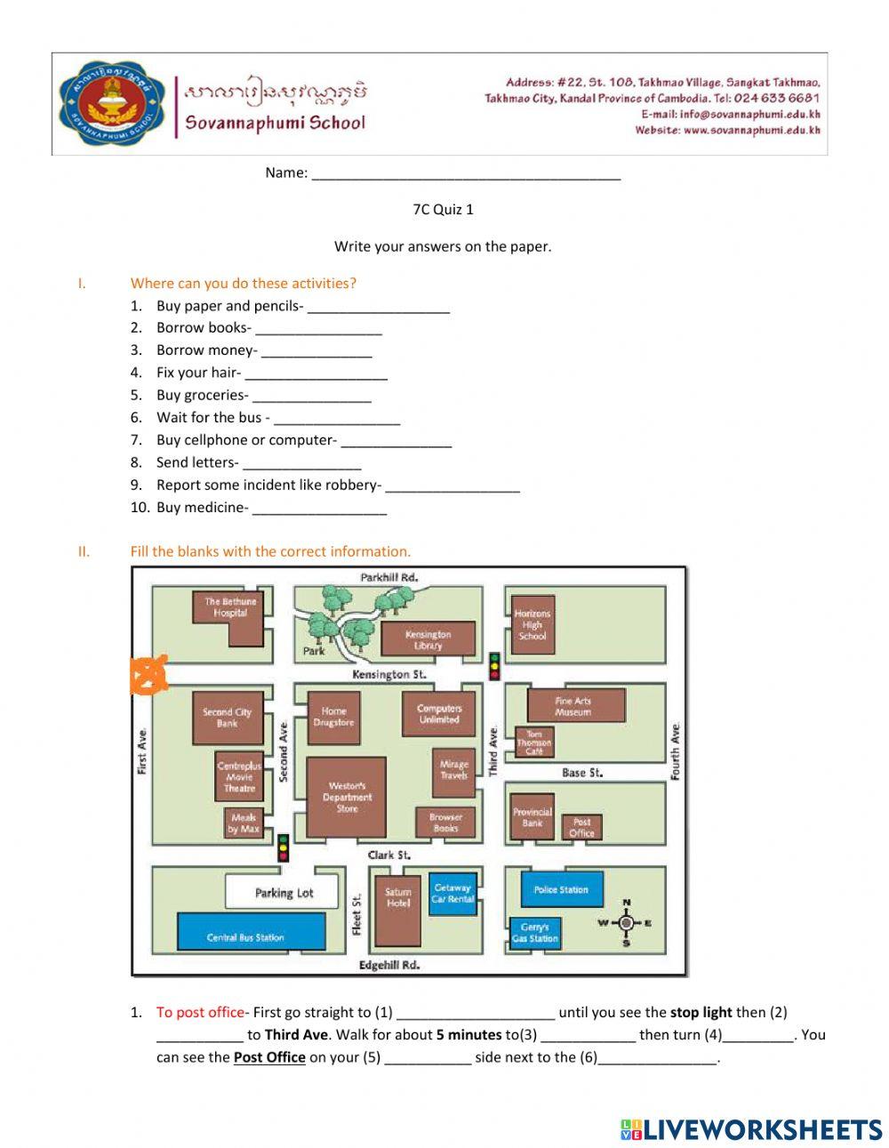 Skillfull Foundation 7c Quiz 1 Worksheet | Live Worksheets