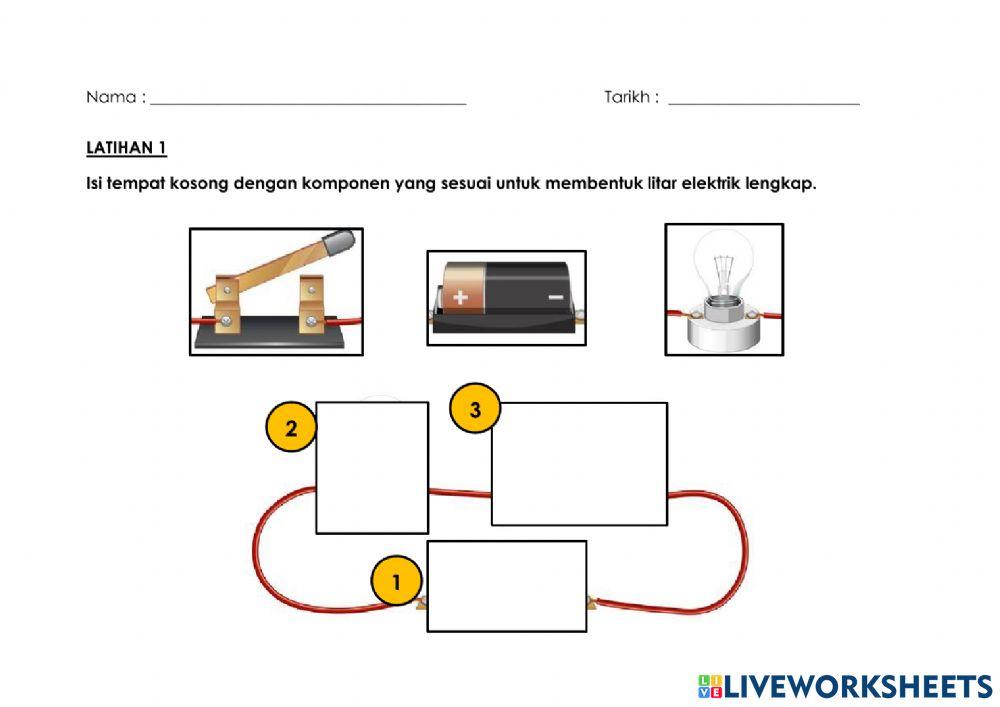 Komponen Litar Elektrik Lengkap worksheet | Live Worksheets