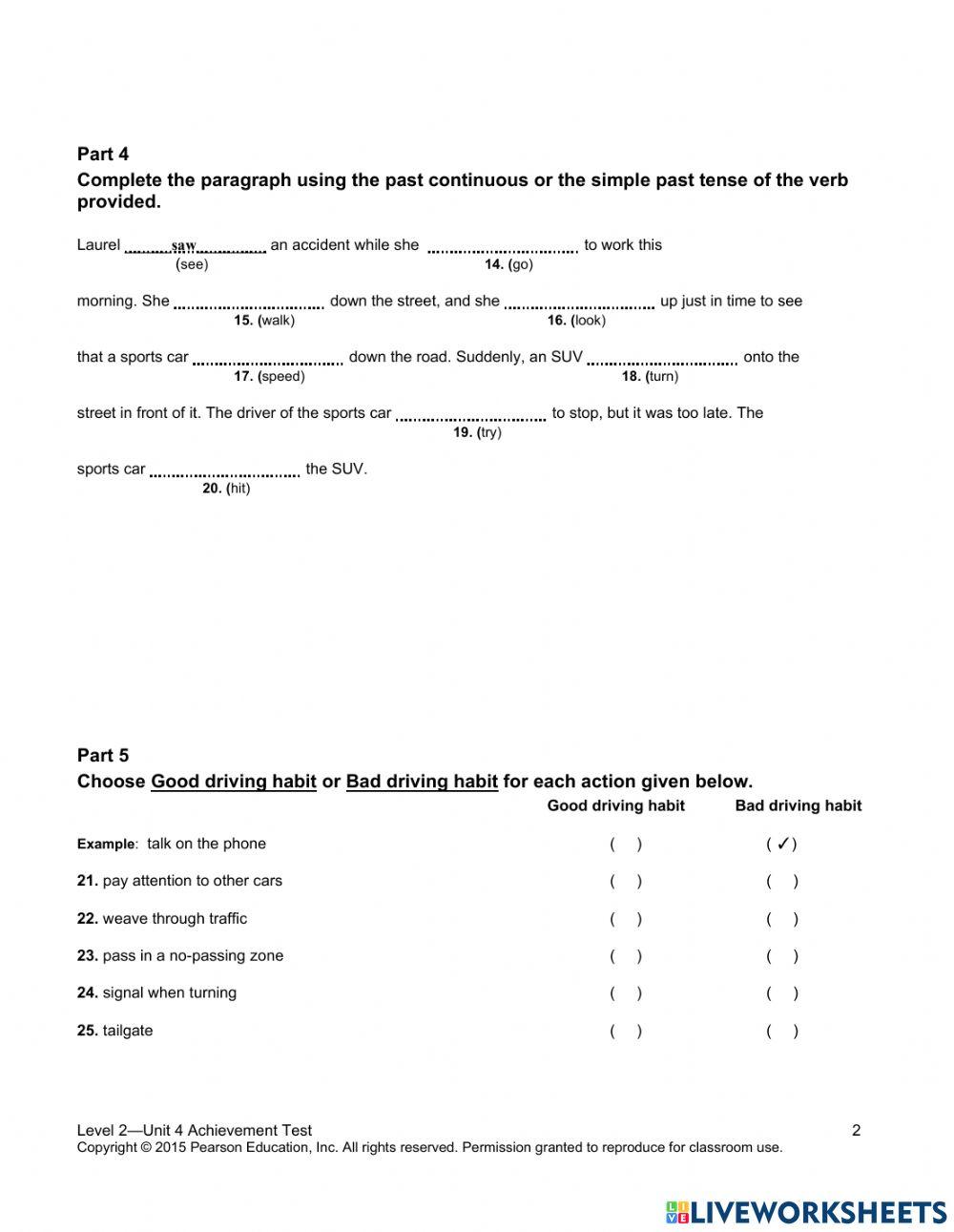TN2 Review U4 online exercise for | Live Worksheets TN2 Review U4 online exercise for | Live Worksheets