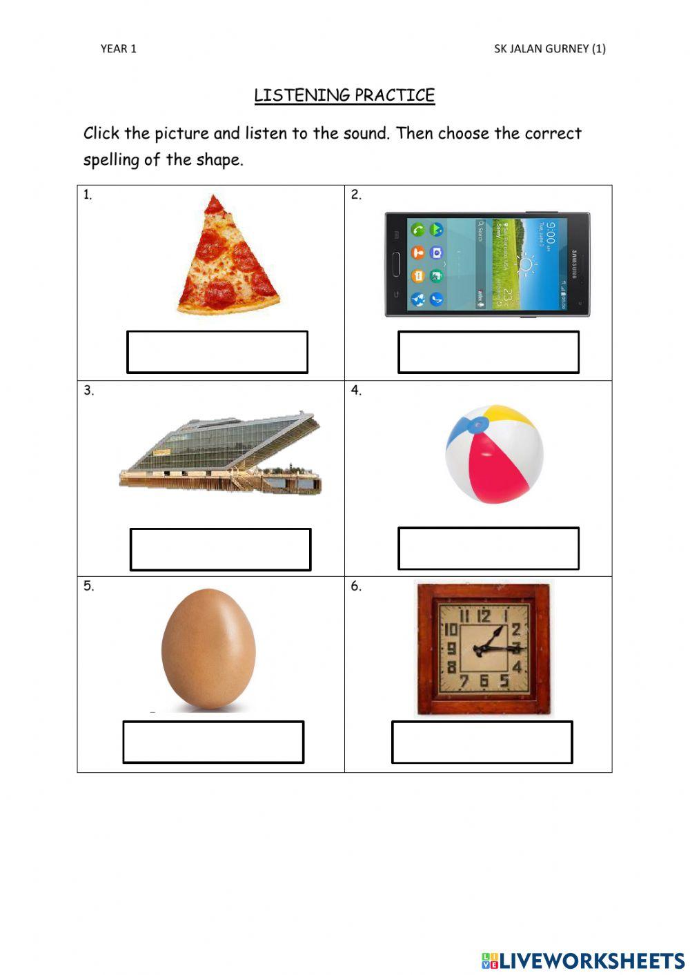 Shapes and tangram listening practices worksheet | Live Worksheets