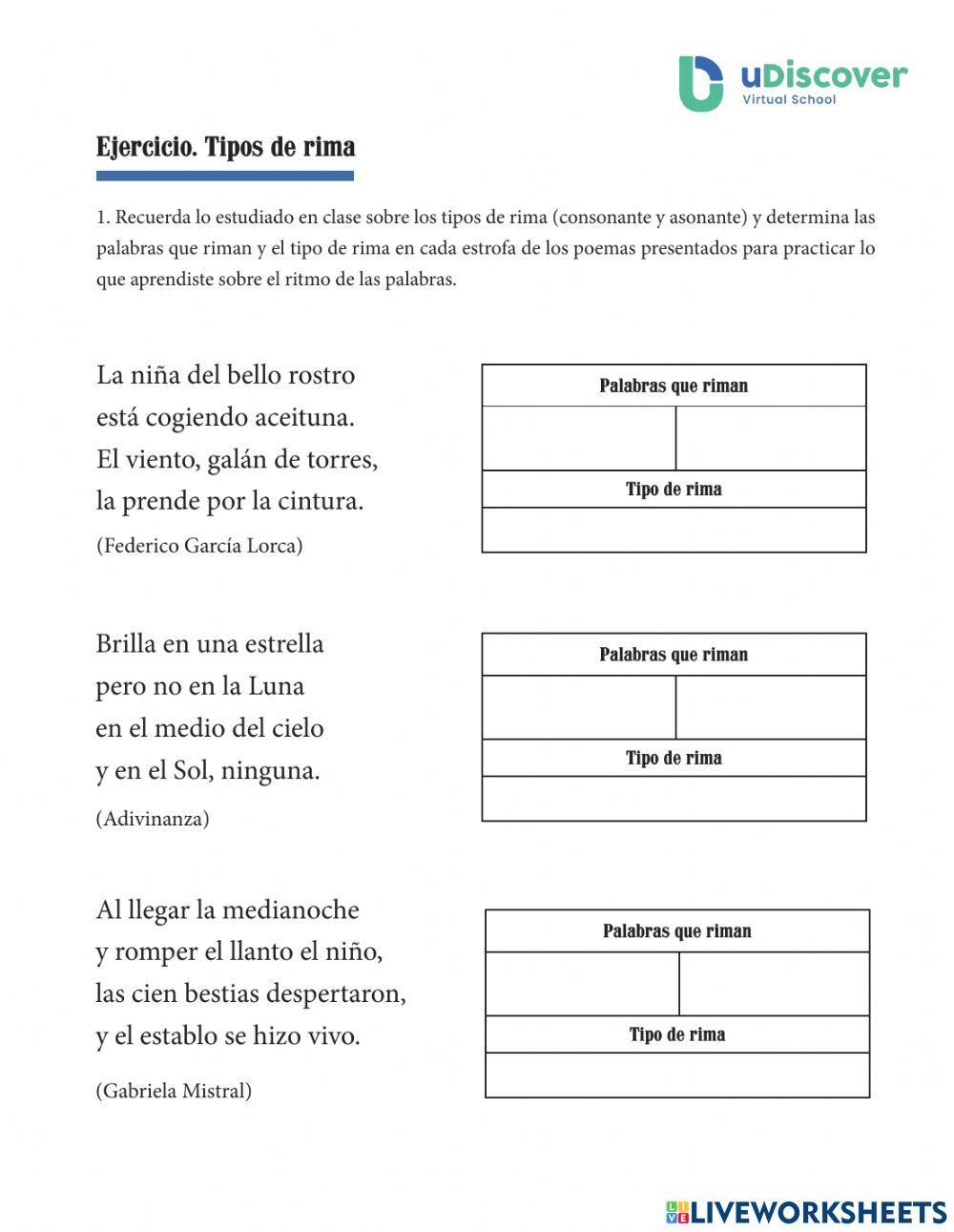 Ritmo de la pal… | Free Interactive Worksheets | 1199679
